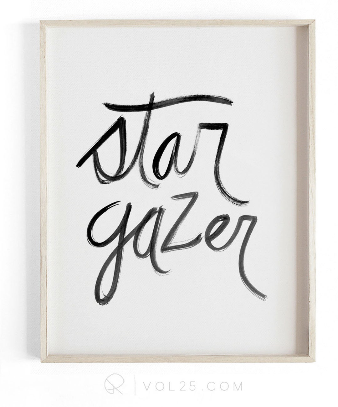 Stargazer Brush Script Illustration. Beautifully Textured Cotton Canvas ...