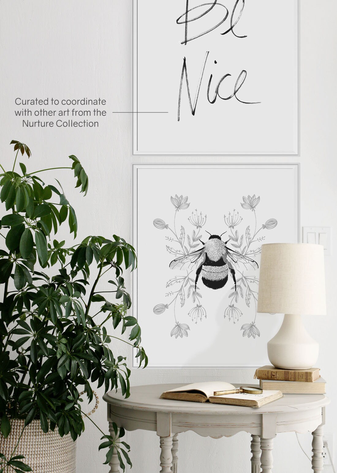 Be Nice Wall Art Decor High Resolution Black and White Brush - Etsy