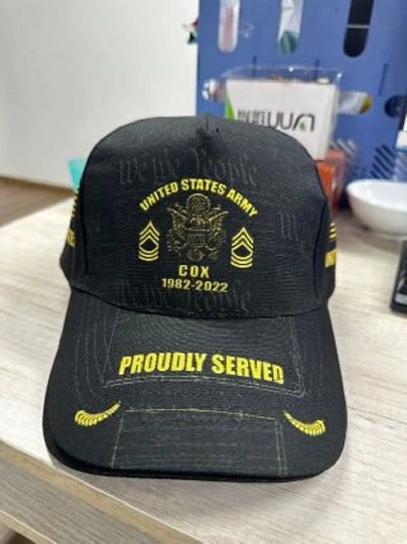 Customized U.S Army Veteran Hat, 3D Print Cap Personalized With Rank ...