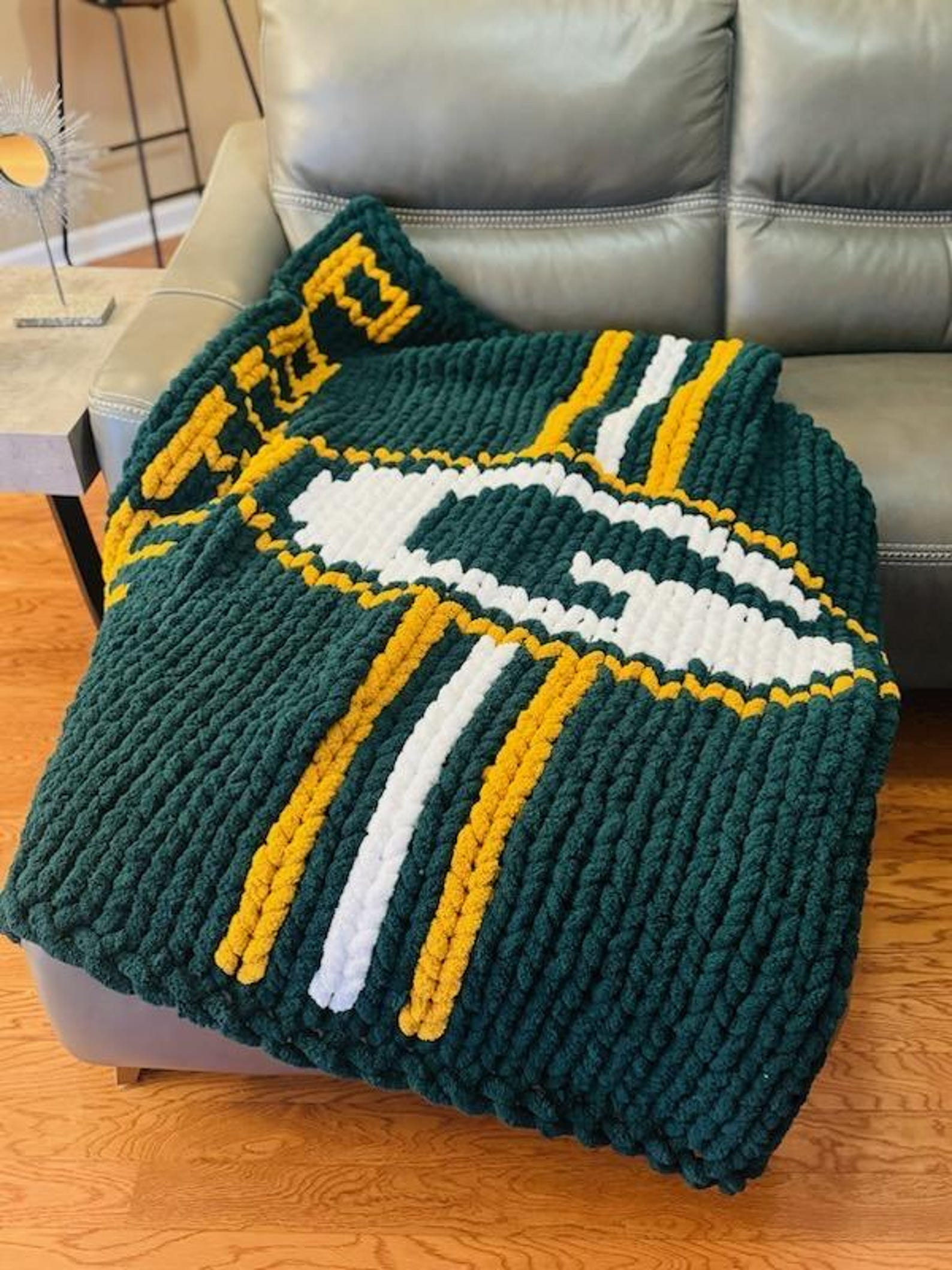 Green Bay Packers Chunky Knit Blanket - Cozy Football Throw - Etsy