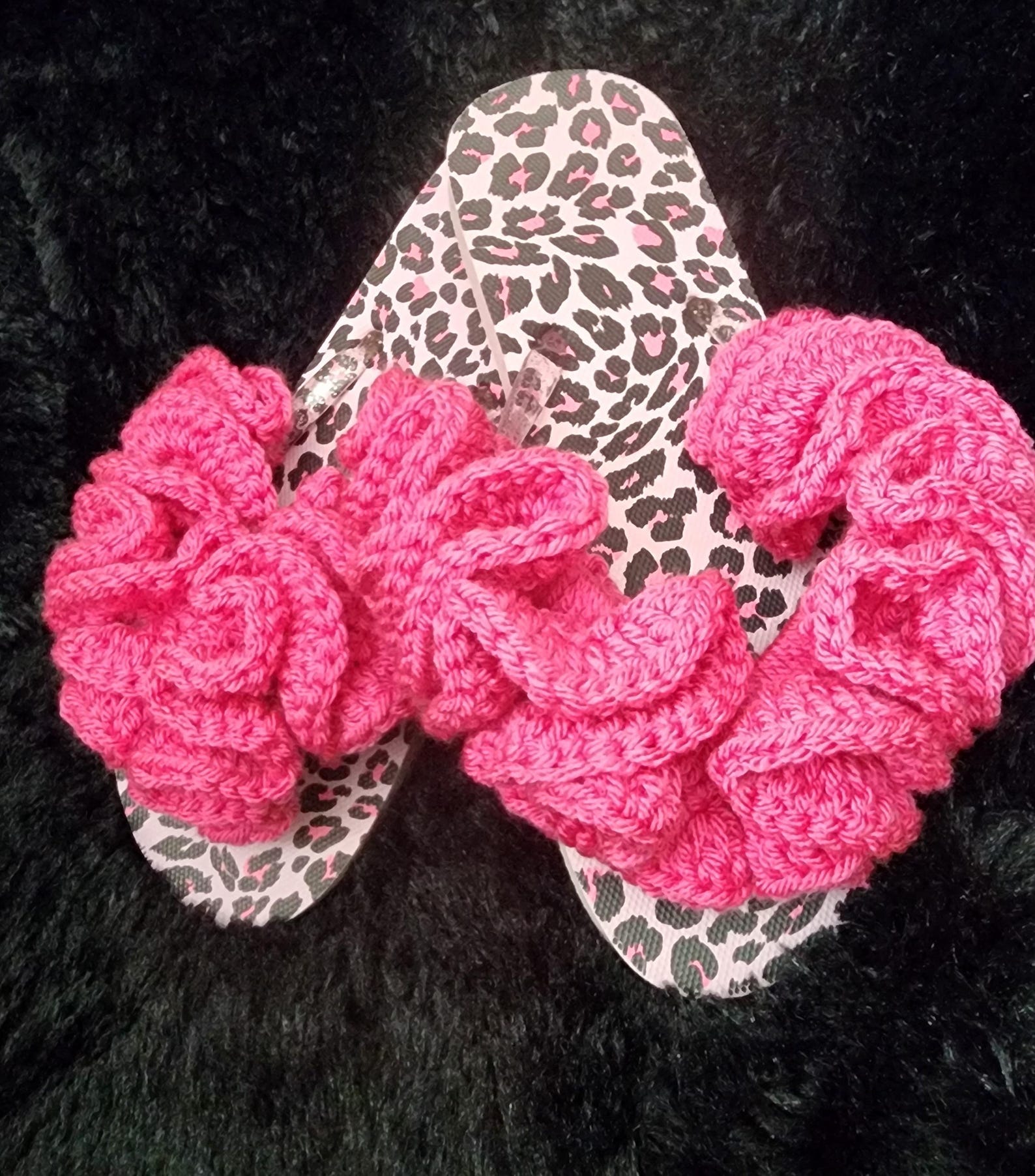 Crochet Ruffle Hot Pink Cheetah Flip Flops - Etsy