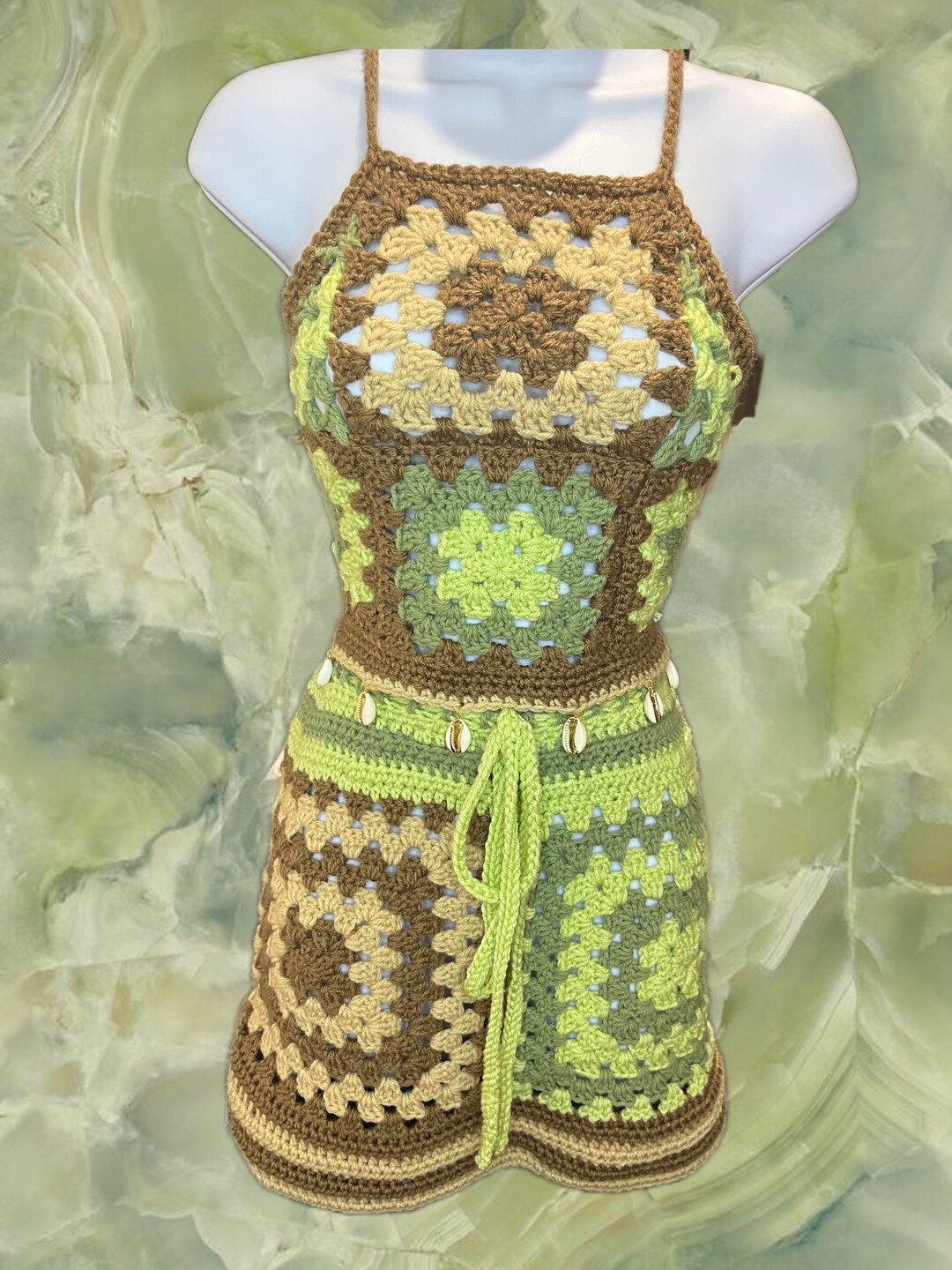 Psycho Tree Hugger Set, Crochet Set, Crochet Halter Top, Crochet Skirt ...