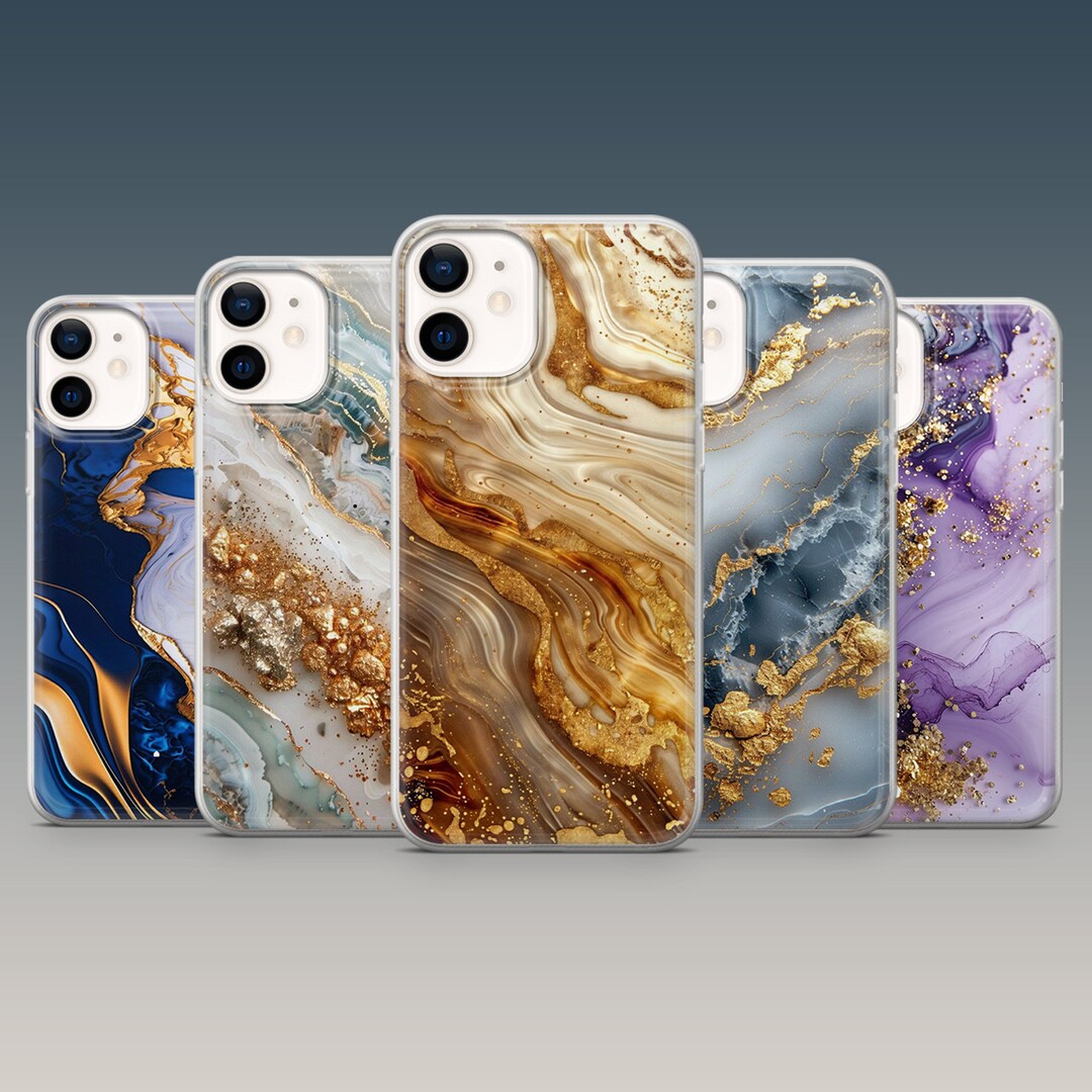 Stone Phone Case Smooth Marble Texture Cover for iPhone 15, 14, 13, 12 ...