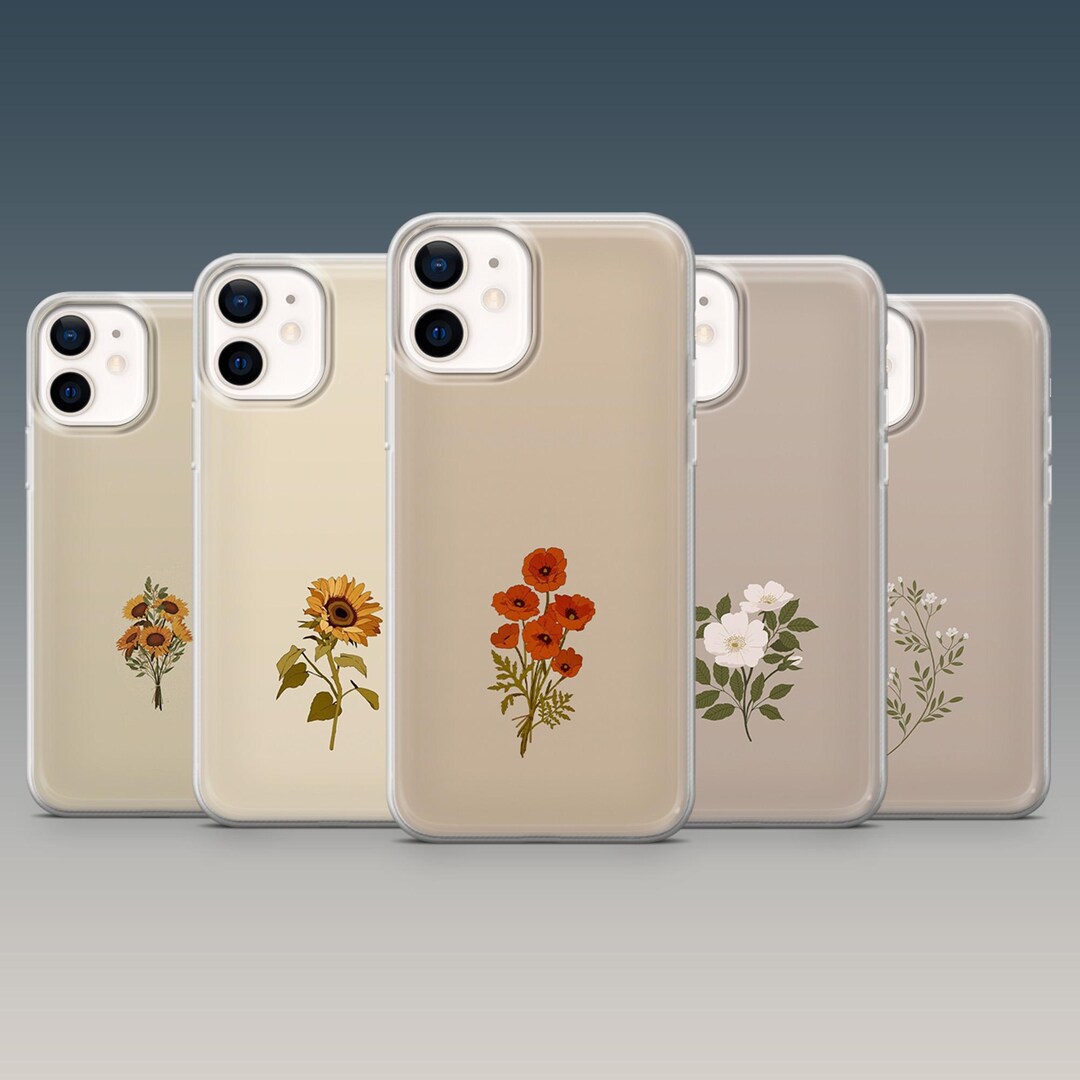 Cute Flower Phone Case Neutral Colors Cover for iPhone 16pro, 15, 14 ...