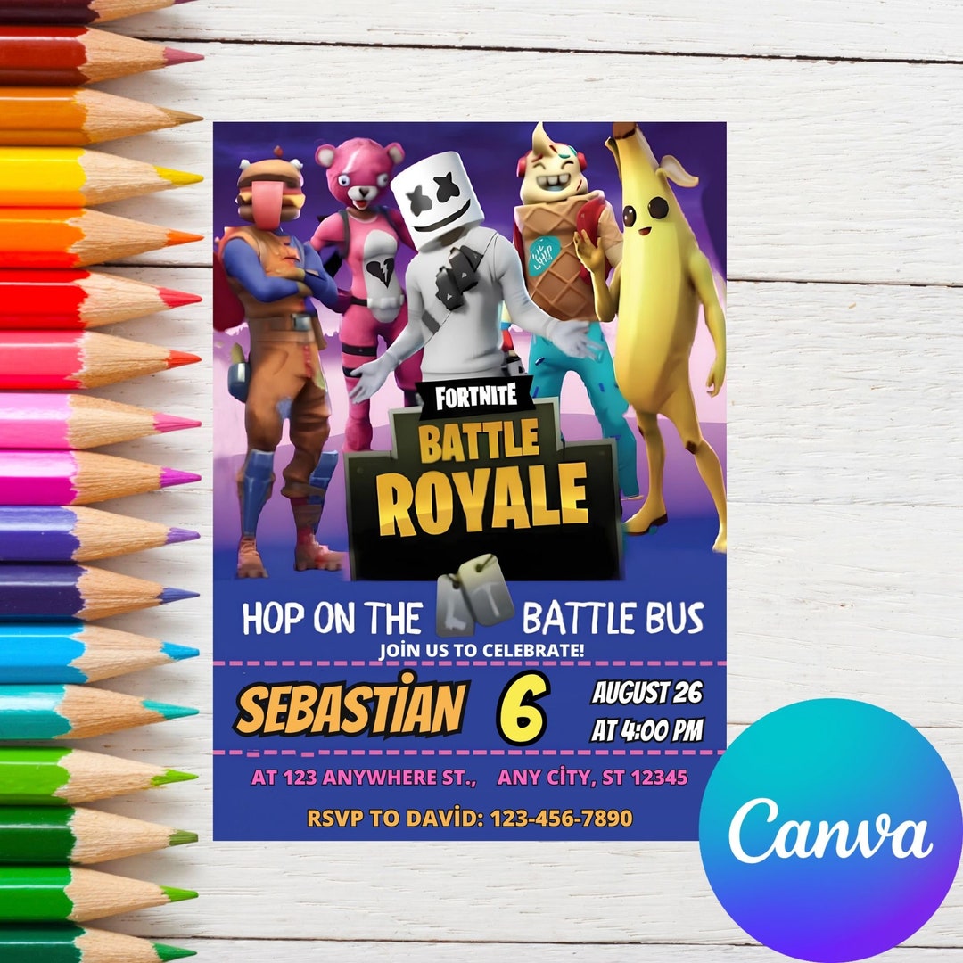 Birthday Invitation Fortnight Fort Night Birthday Party Template, Game ...