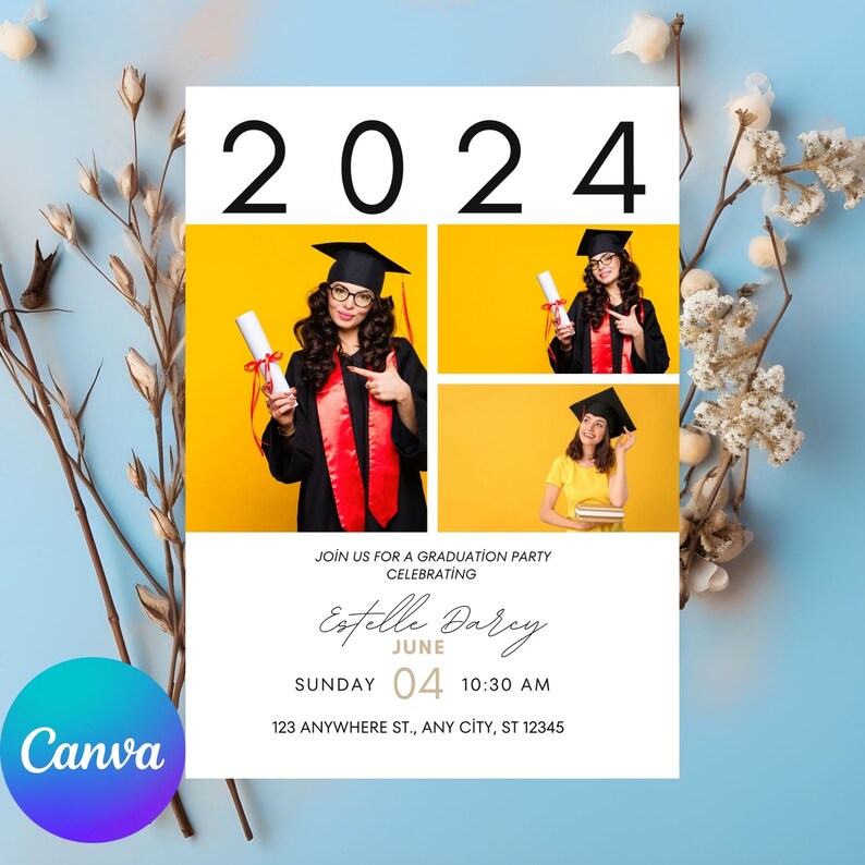 2024 Graduation Invite, Invitation, Graduation Invitation, Custom ...