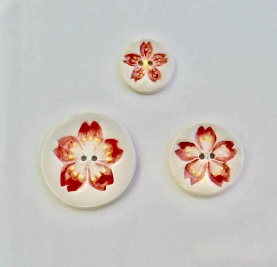 Three Porcelain Art Buttons, Sakura - Etsy