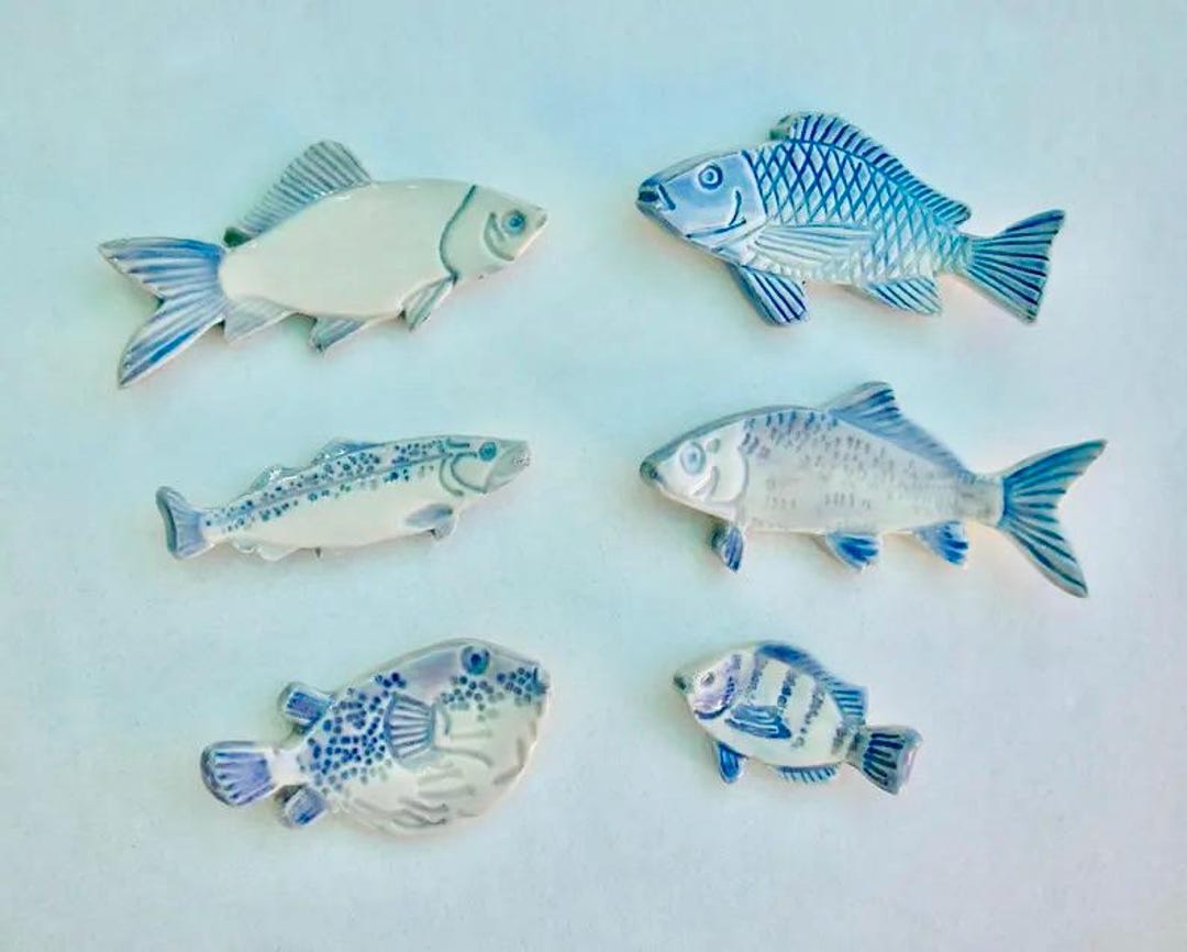 Set of Six Large Ceramic Knife Rests/chopstick Rests, Spoon/brush Rests ...