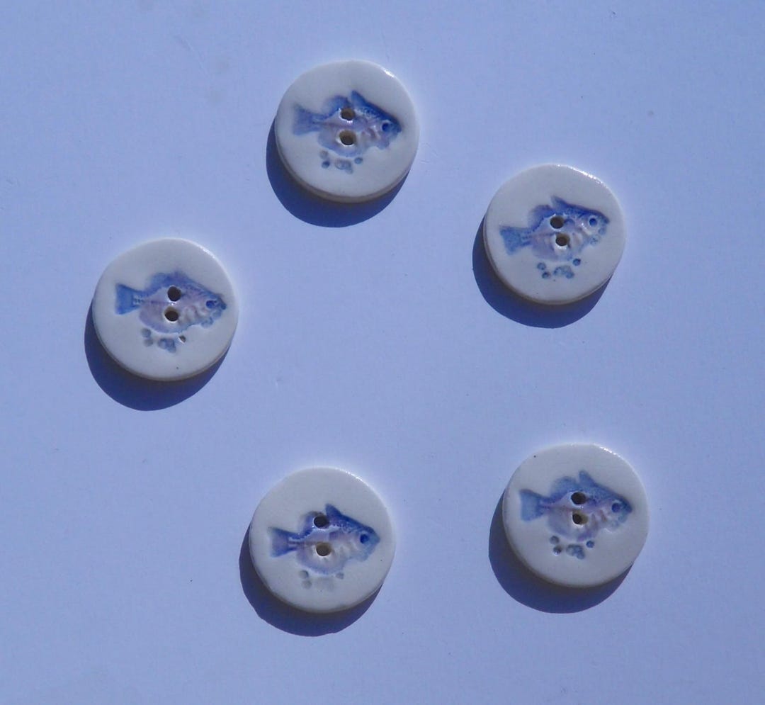 Five Ceramic Buttons, Fish Buttons, Handmade and Hand Painted - Etsy
