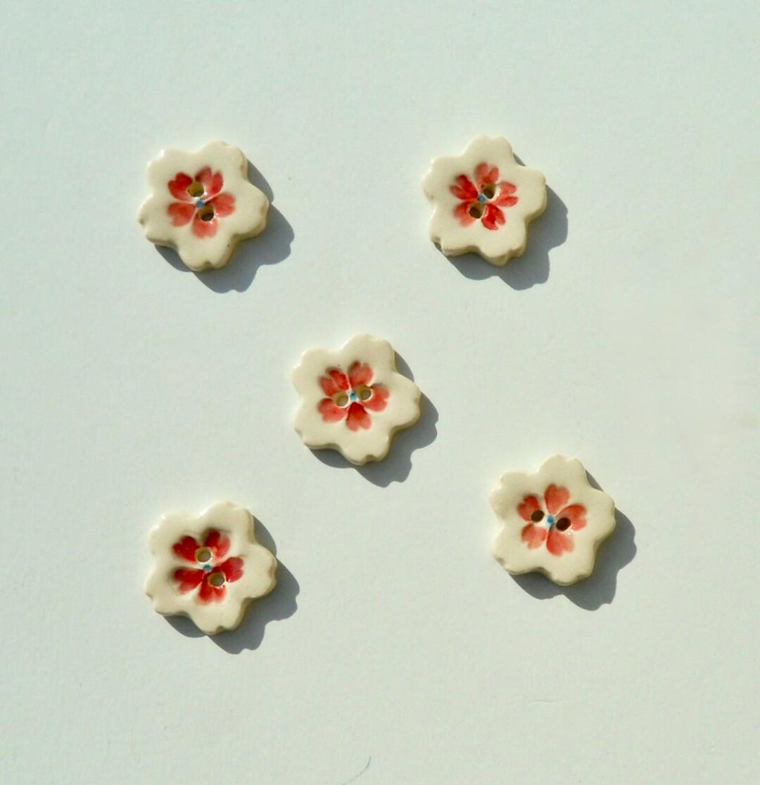 Five Ceramic Buttons,handmade and Hand Painted Sakura - Etsy