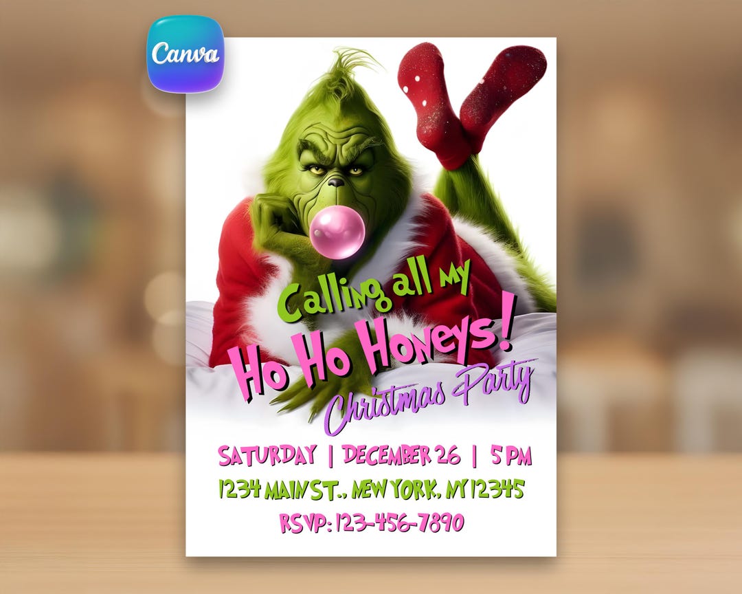 Ho Hos Christmas Invitation | Editable Canva Template: Printable and ...