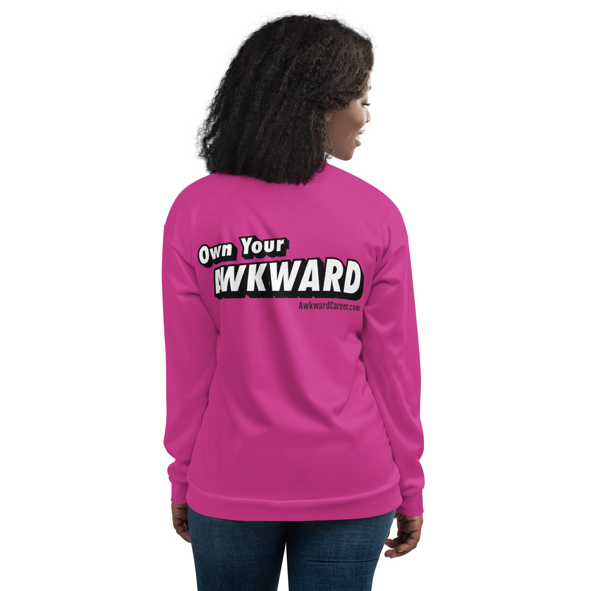 Own Your Awkward Logo Pink Unisex Bomber Jacket - Etsy