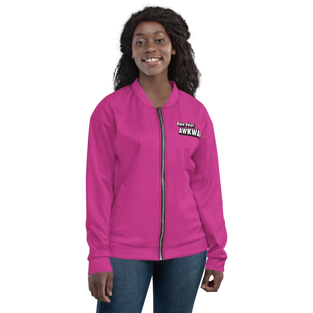 Own Your Awkward Logo Pink Unisex Bomber Jacket - Etsy