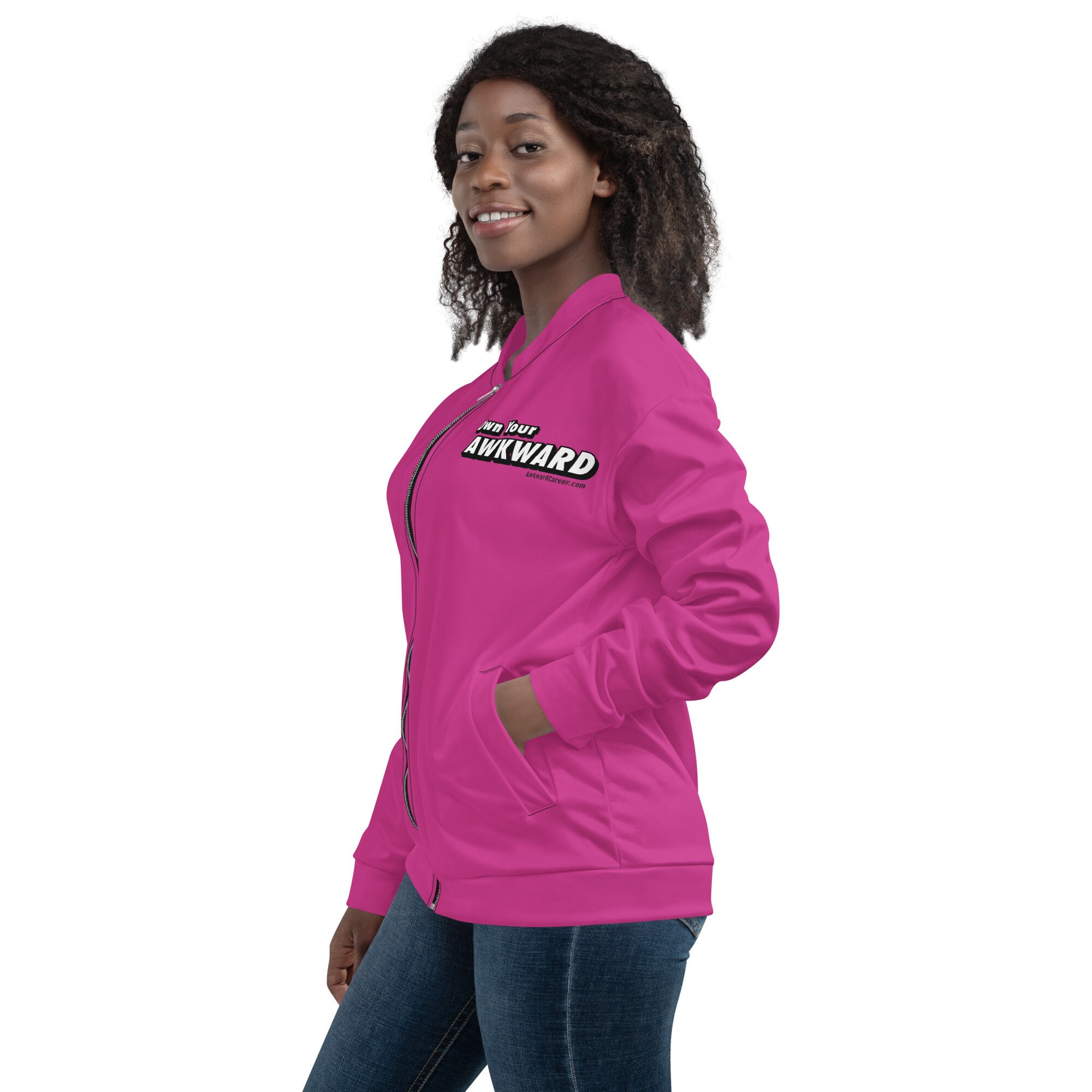 Own Your Awkward Logo Pink Unisex Bomber Jacket - Etsy