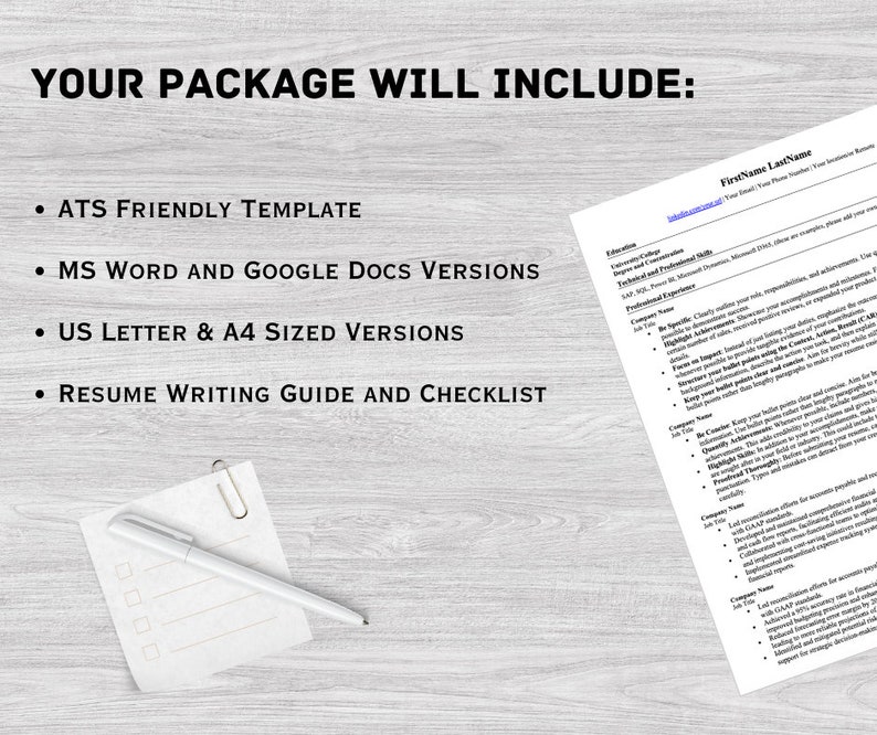 ATS Friendly Technical Resume Template for Google Docs, Word and Pages ...