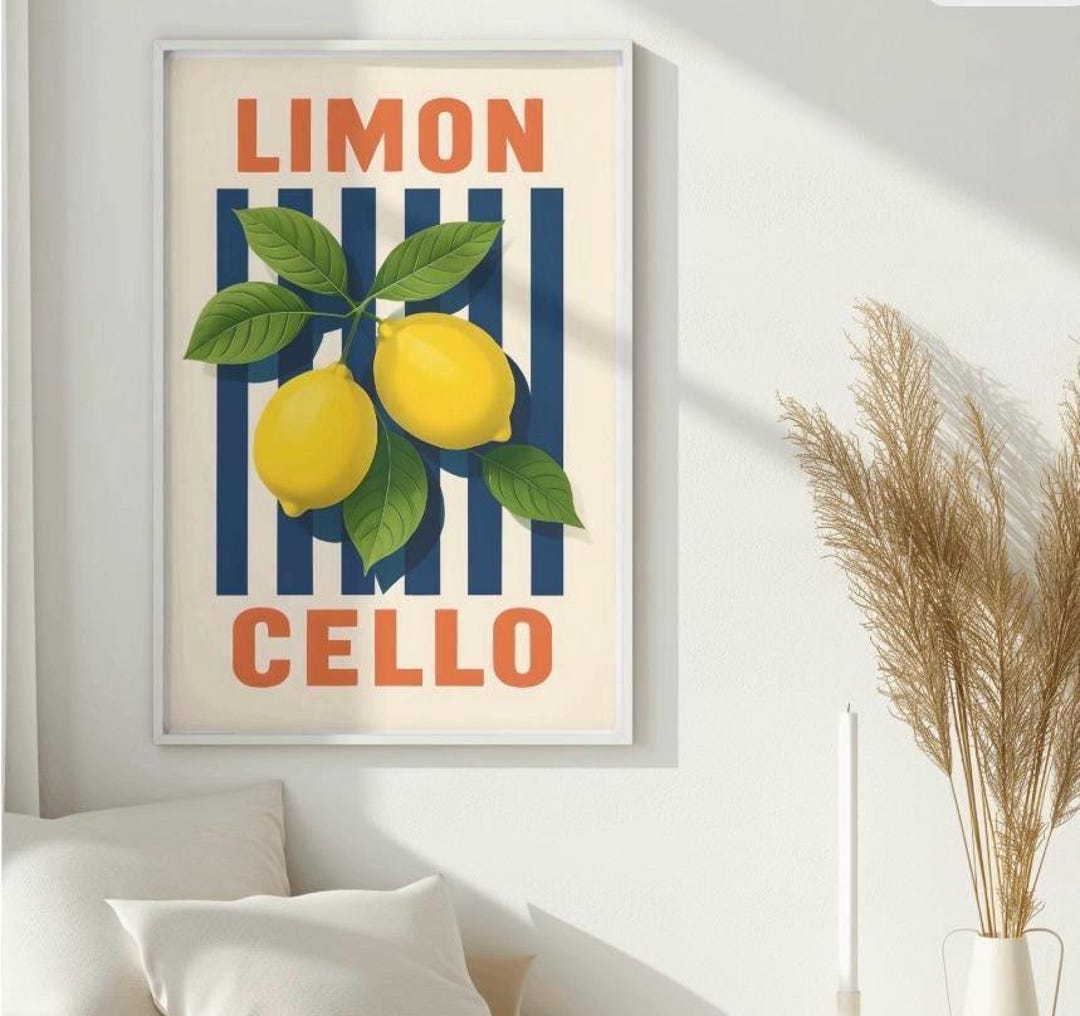 Vibrant Silk Poster, Limoncello Lemon Art for Garden or Kitchen Decor ...
