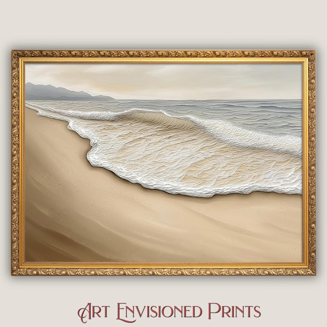 Coastal Landscape, Ocean Beach Print, Beach Sand Art, Cottage Wall ...