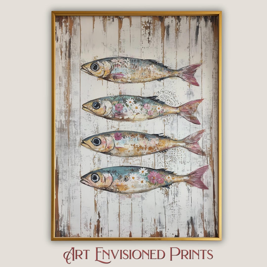 Sardine Print, Vintage Sardine Poster Download, Boho Kitchen Decor ...