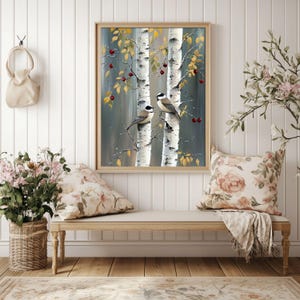Rustic Bird Digital Download, Nature-inspired Art Print, Autumn Birch ...