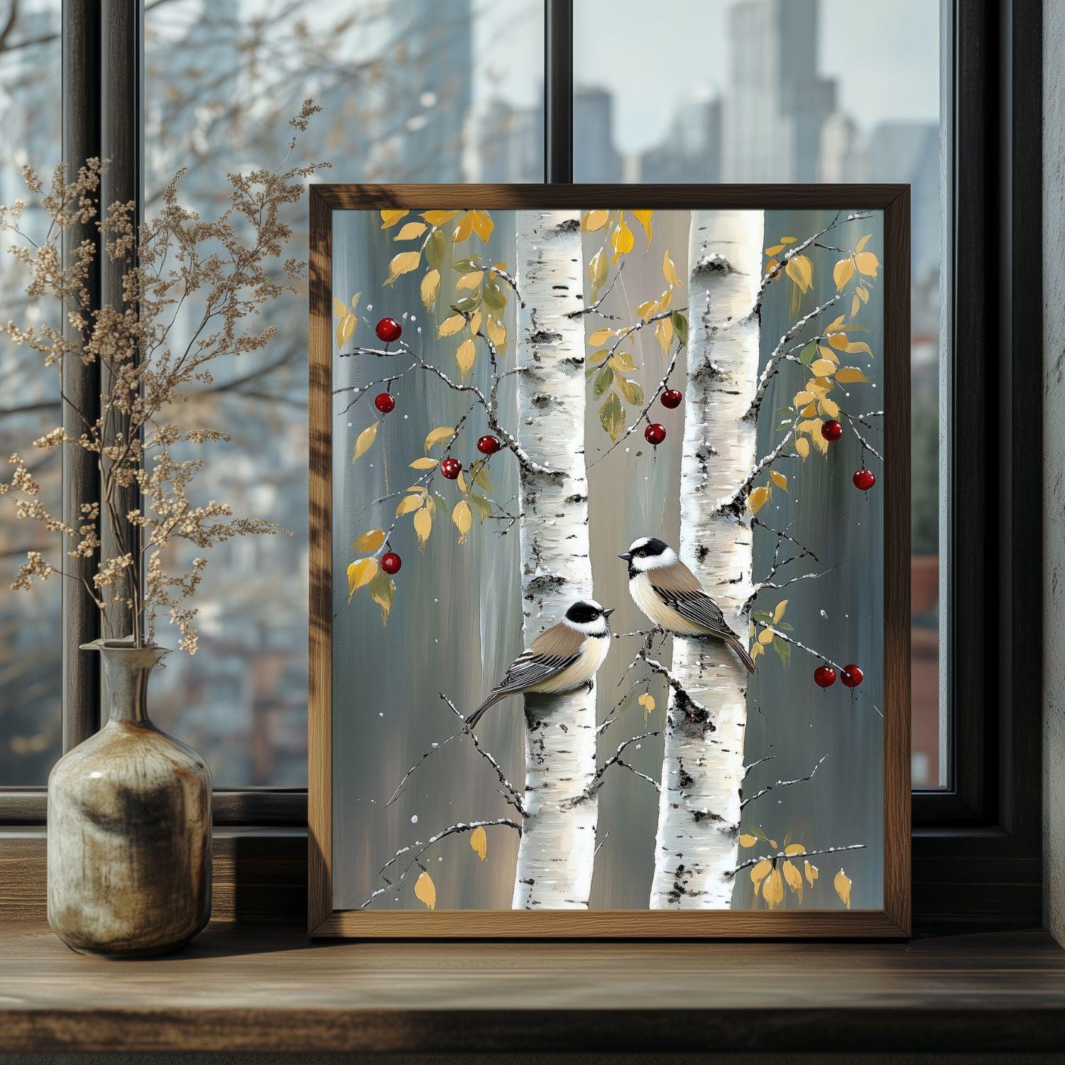Rustic Bird Digital Download, Nature-inspired Art Print, Autumn Birch ...