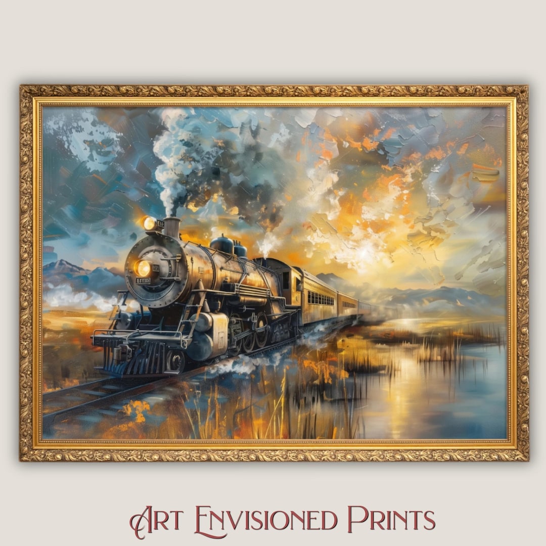 Vintage Train Wall Art Printable, Steam Engine Digital Download ...