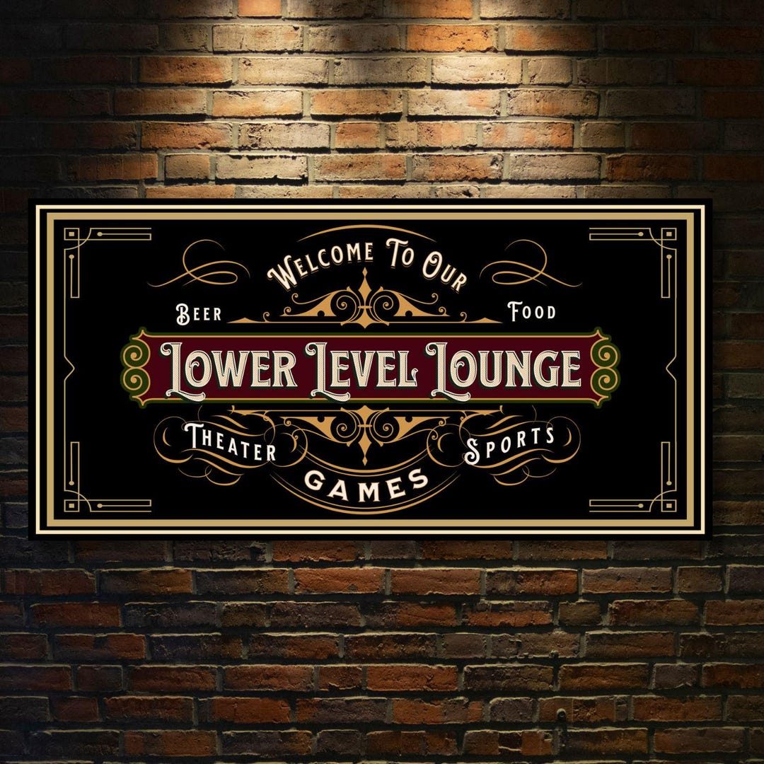 Lower Level Lounge Printable Wall Art Vintage Bar Decor Digital ...