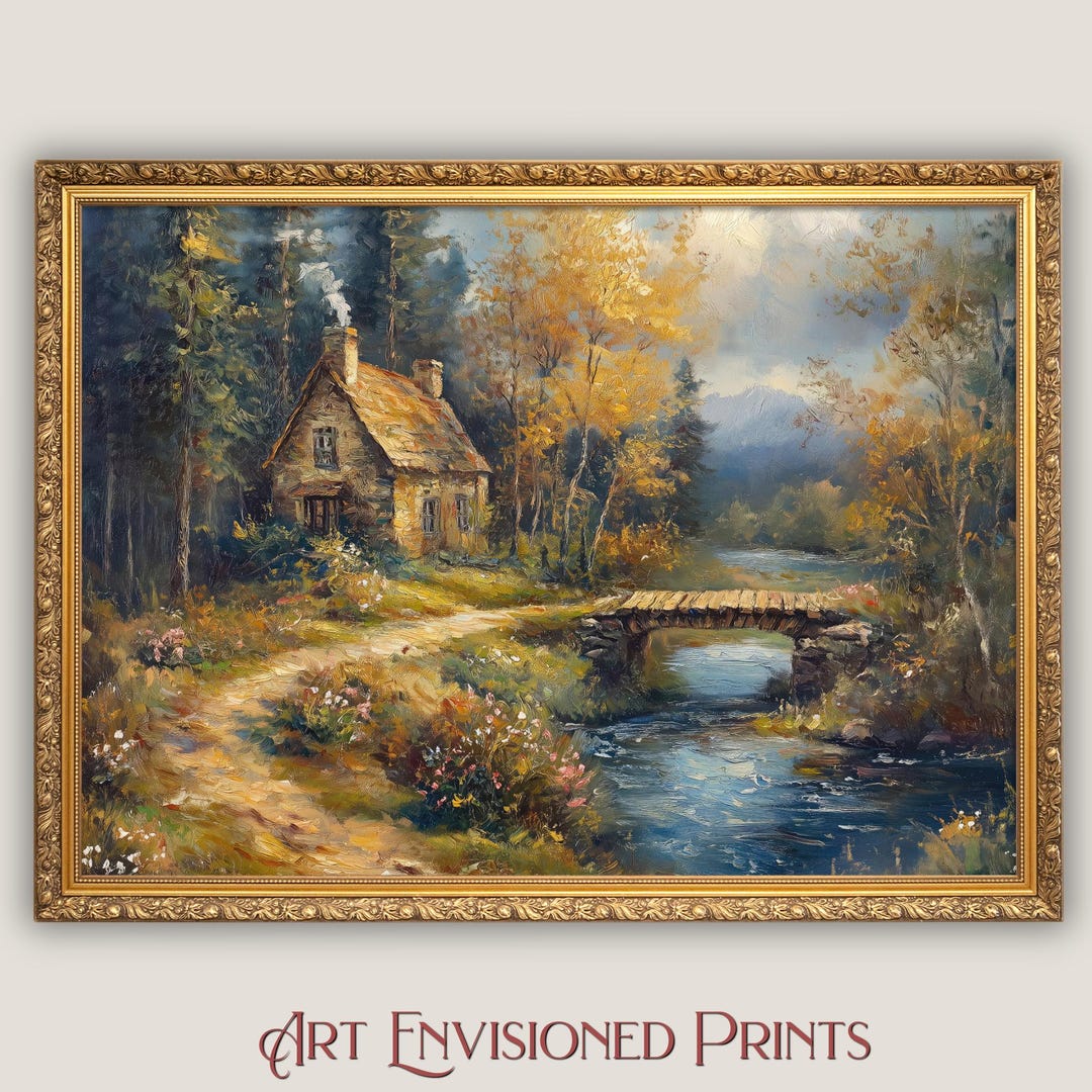 Cottagecore Wall Decor, Rustic Farmhouse Print, Vintage Landscape Art ...