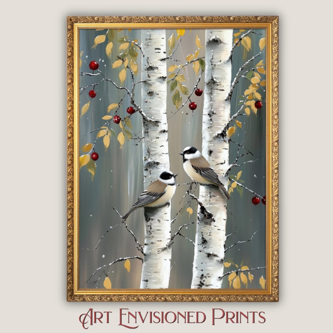 Rustic Bird Digital Download, Nature-inspired Art Print, Autumn Birch ...