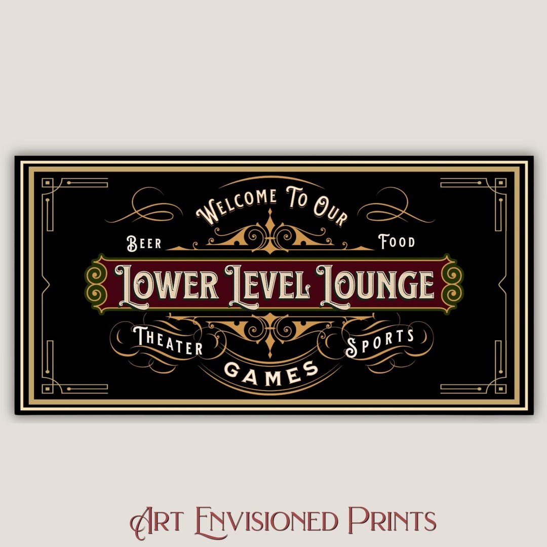 Retro Basement Bar Lounge Sign, Printable Poster, Vintage Game Room ...