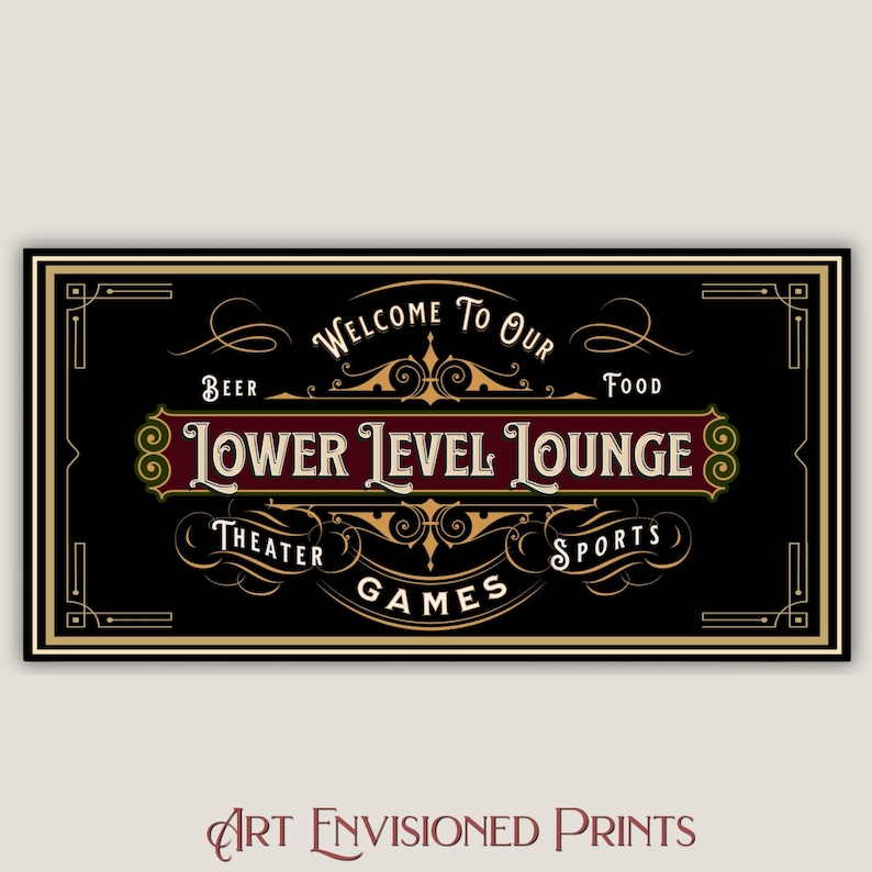 Vintage Bar Sign, Gaming Room Wall Art, Speakeasy Art, Bourbon Bar ...