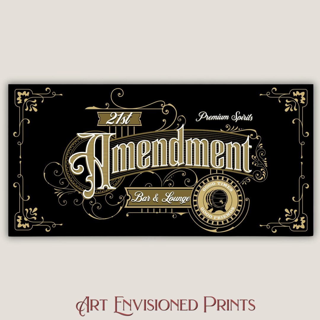 21st Amendment Poster, Speakeasy Digital, Retro Bar Sign, Decor for ...