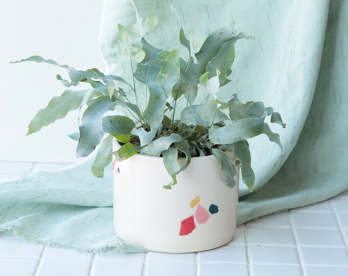 Colorful Terrazzo Insprired Planter / Modern Ceramic Plant Pot / Cactus ...
