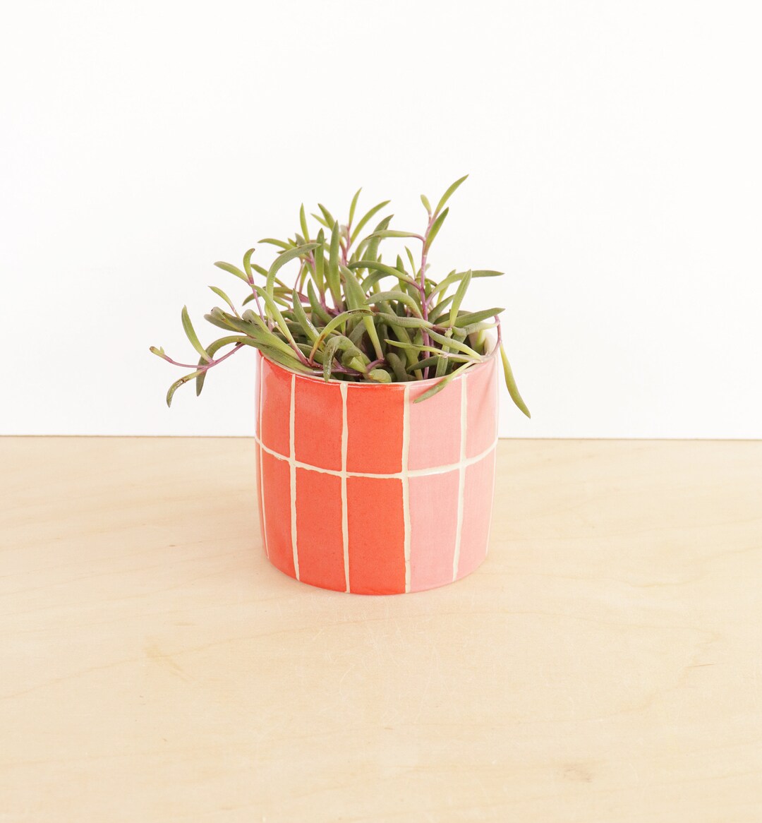Tile Pattern Ceramic Planter / Small Indoor Planter / Cactus Plant Pot ...