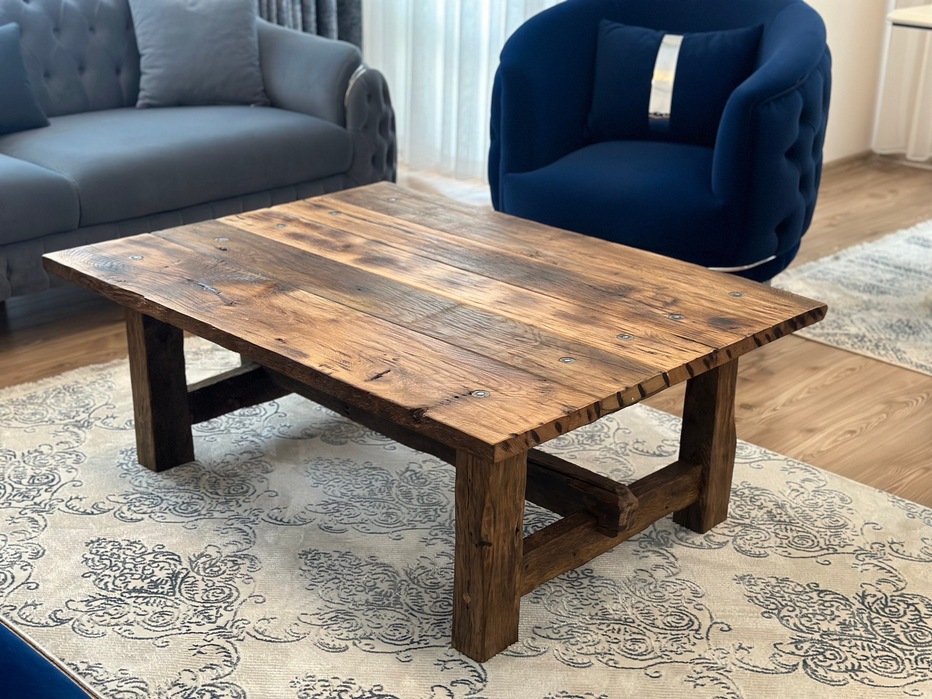 Long Coffee Table Reclaimed Wood, Unique Wood Coffee Table, Wood Coffee ...