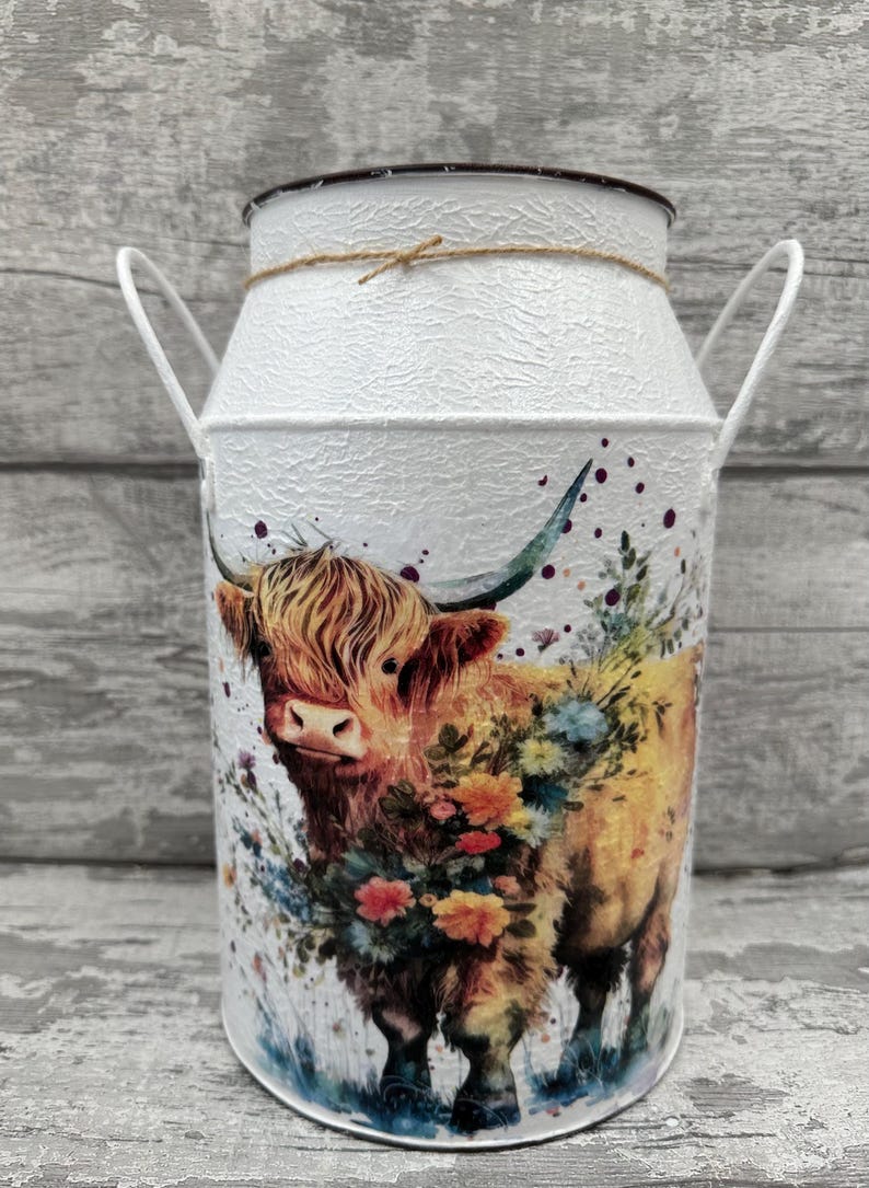 Highland Cow Churn, Highland Cow Vase, Highland Coo - Etsy UK