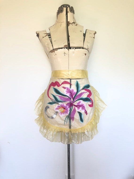 Vintage Vinyl Apron 1950s Mid Century PVC Hand Painted Sexy - Etsy