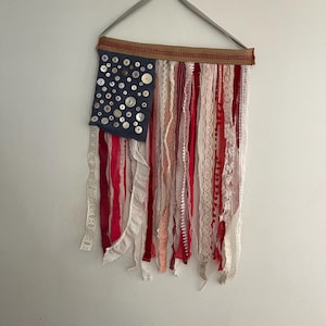 Textile Flag Wall Hanging Rag Flag Recycled Fabric American Flag ...
