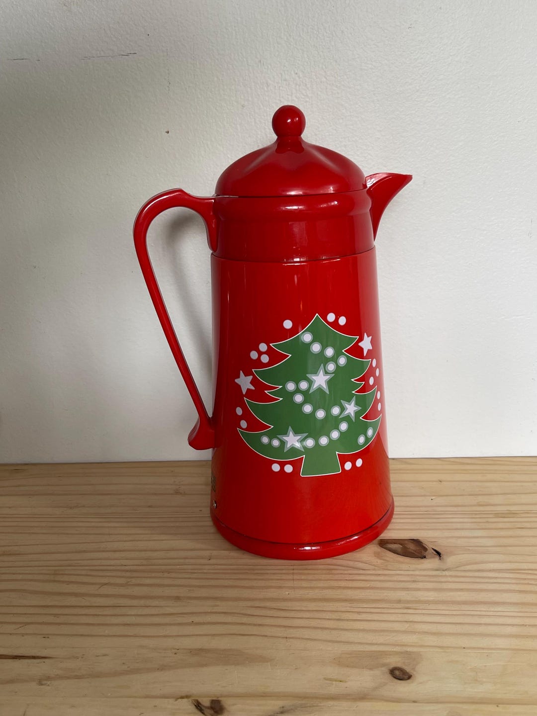 Christmas Thermal Carafe Red With Green Tree 1 Liter Hot or Cold ...