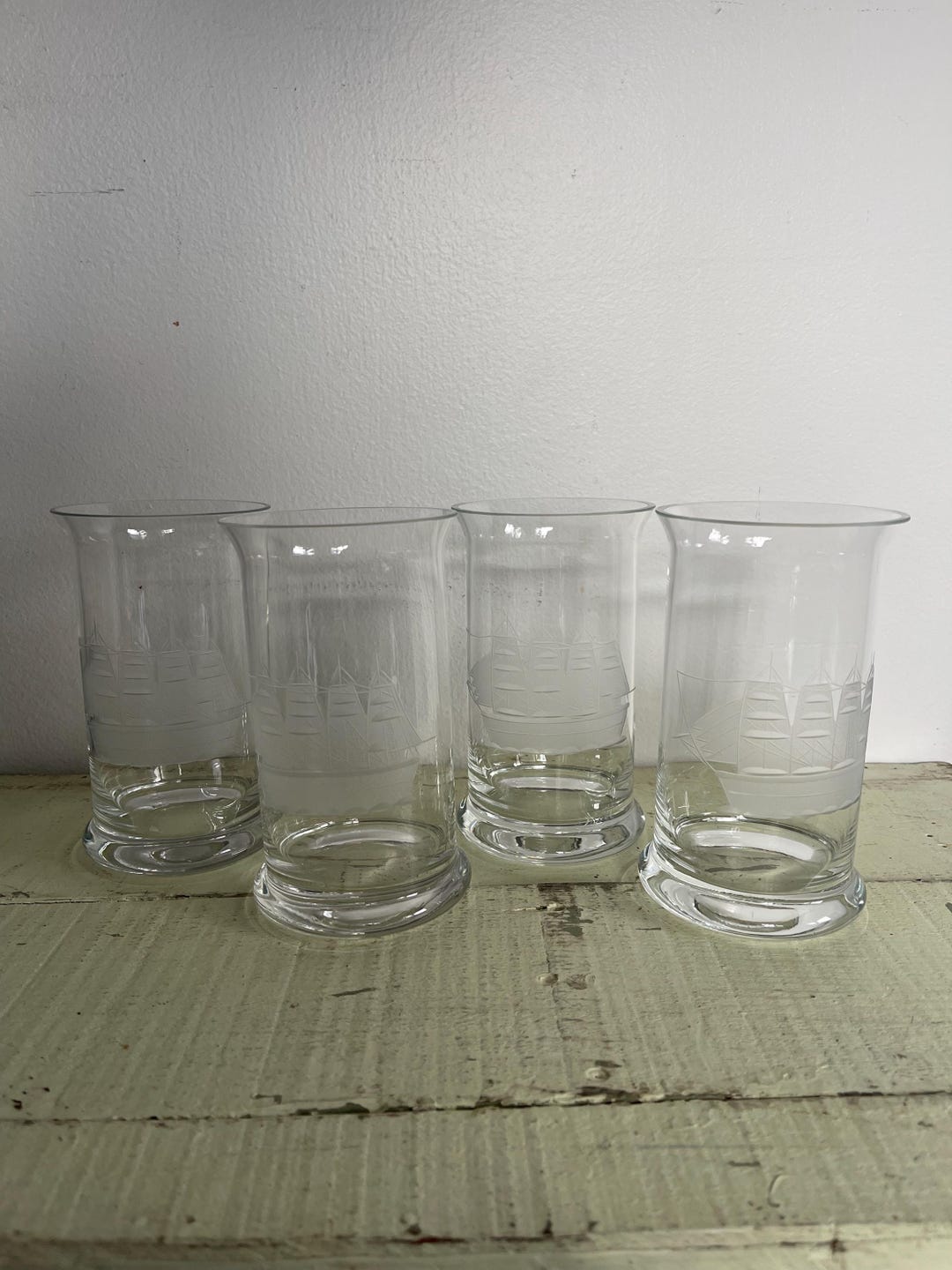 Vintage Javit Etched Clipper Ship Lowball Glasses, Set of 4 - Etsy