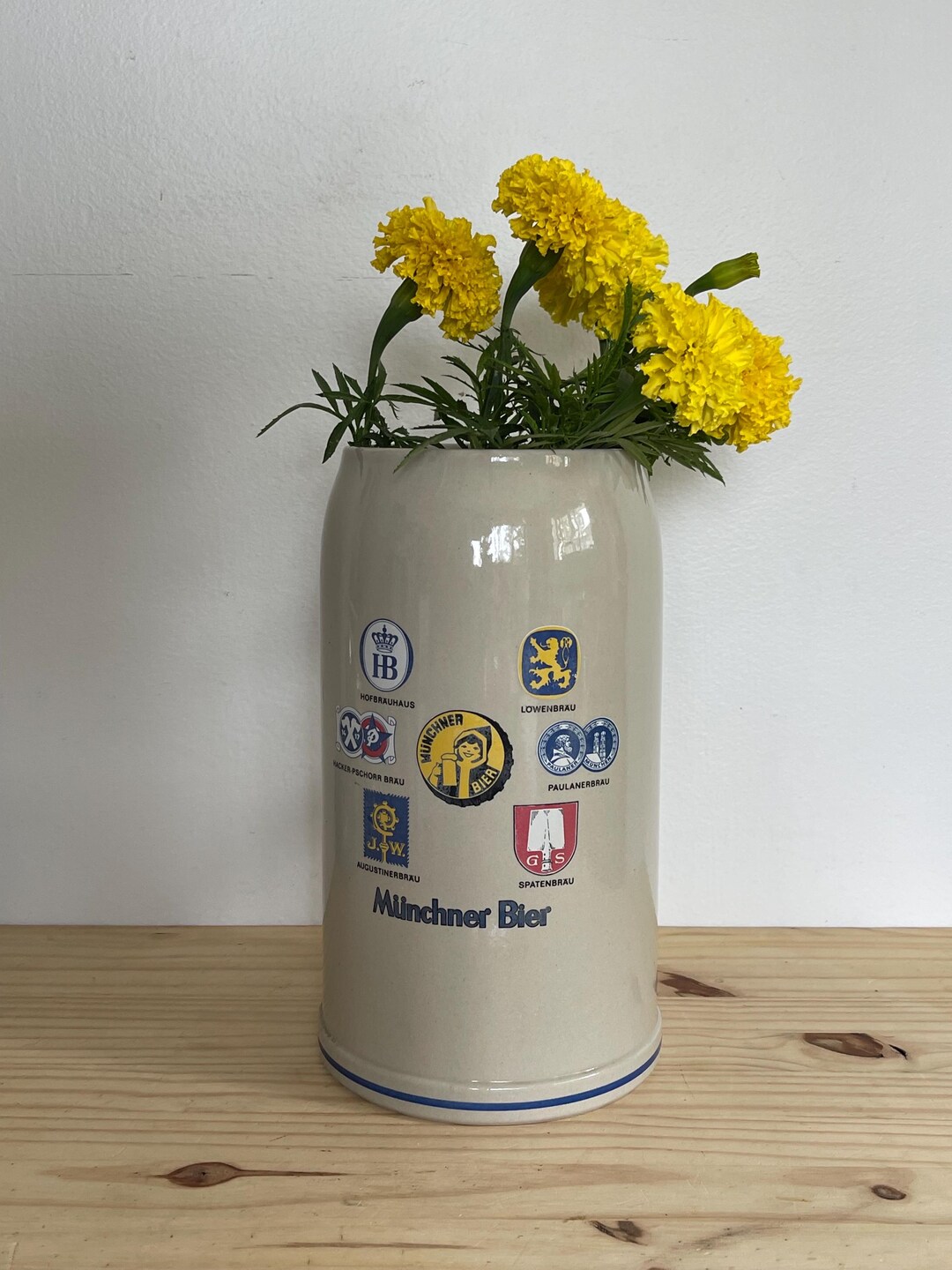 3L Münchner Bier Beer Stein HUGE 11 Inch Tall Display Crockery Stein ...
