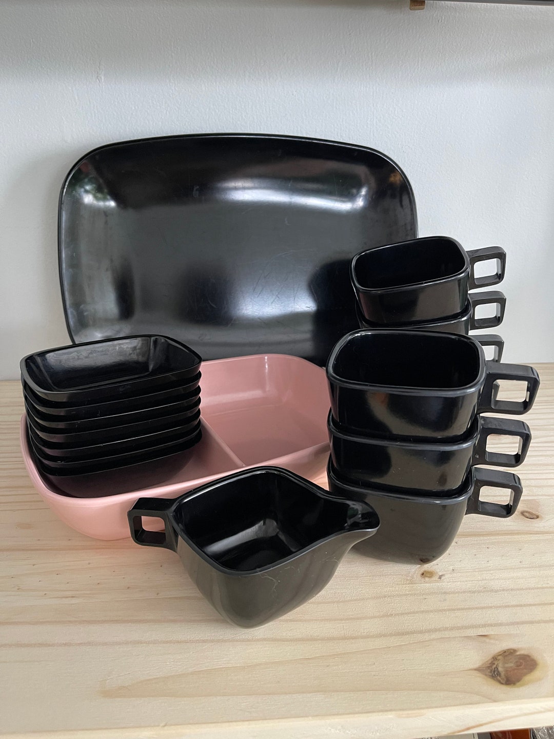Vintage Melamine Set 17 Pieces Black Ever Wear Arrowhead B - Etsy