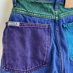 1990s Jeans Color Block Denim Violet Wash Zena High Waisted Barrel ...