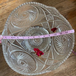 L.E. Smith Aztec Glass Punch Bowl With Stand: Pinwheel Cane Design - Etsy