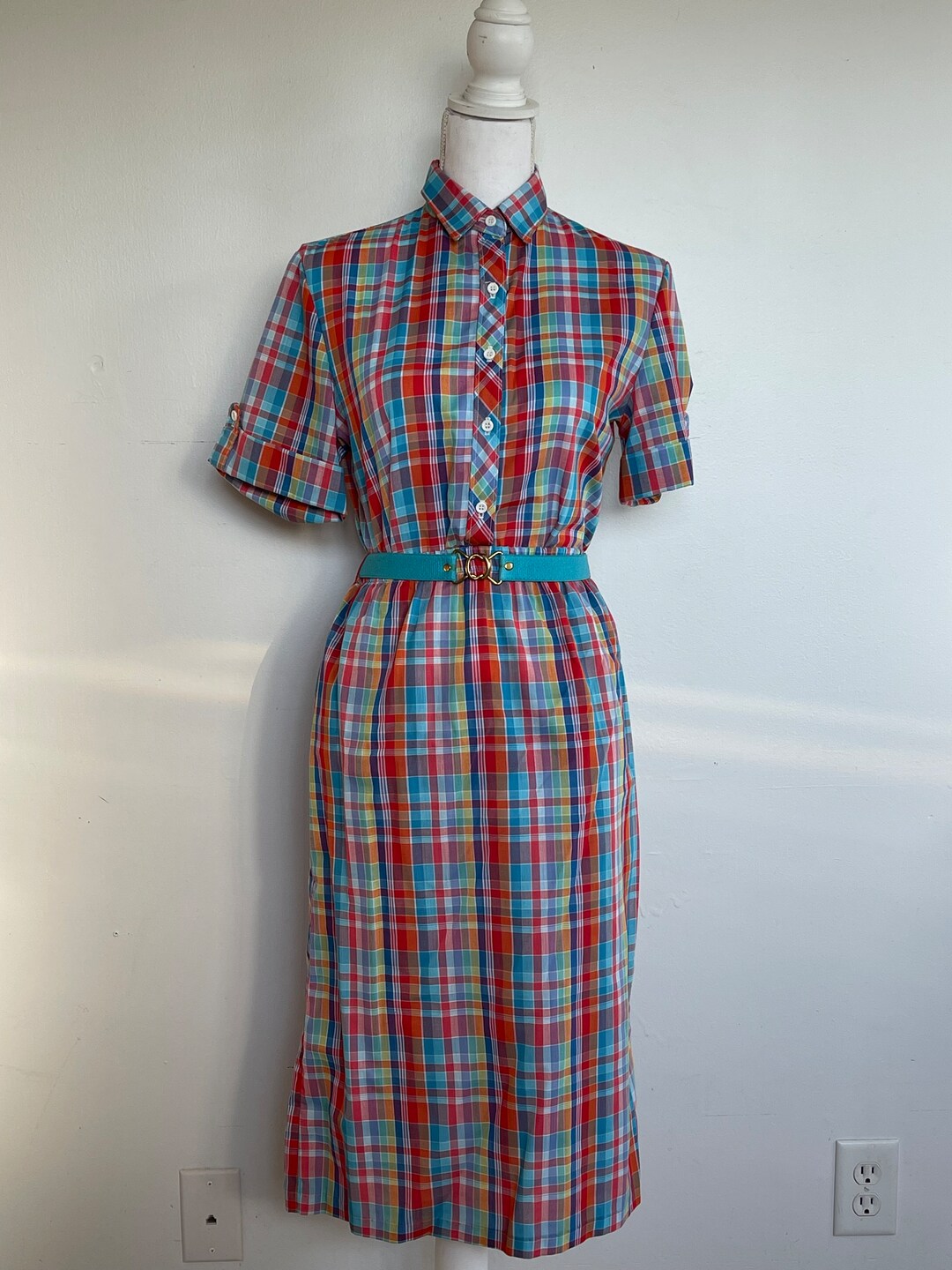 Vintage Madras Plaid Skirt Set: Rainbow Russ Togs Top, XS - Etsy