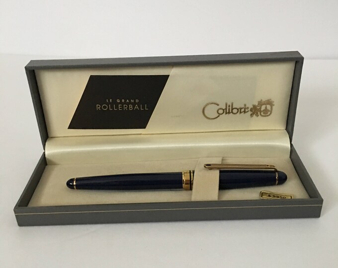 Colibri Le Grand Rollerball Ink Pen Navy Blue and Gold Tone Collectible ...