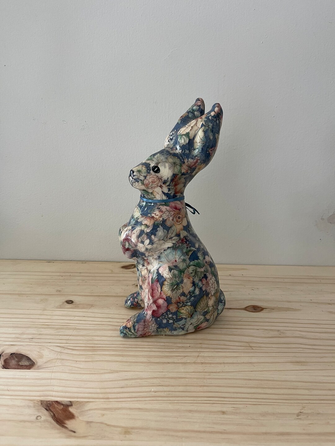 Calico Fabric Bunny Rabbit Cottage Core Home Decor Delightful Handmade ...