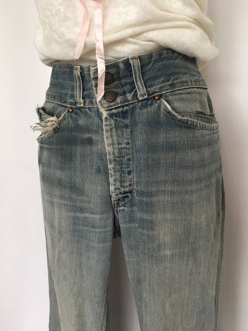 Vintage Denim Jeans Distressed Cinch Back High Waisted - Etsy
