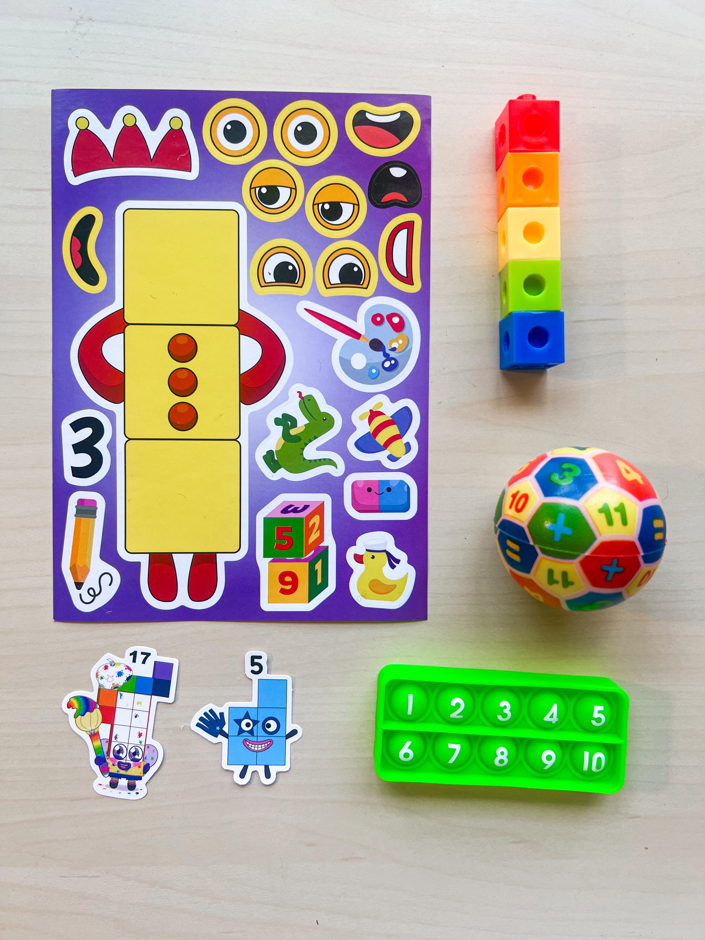 Number Blocks Goody Bag Party Favor With Stickers, Cube Blocks, 10 ...
