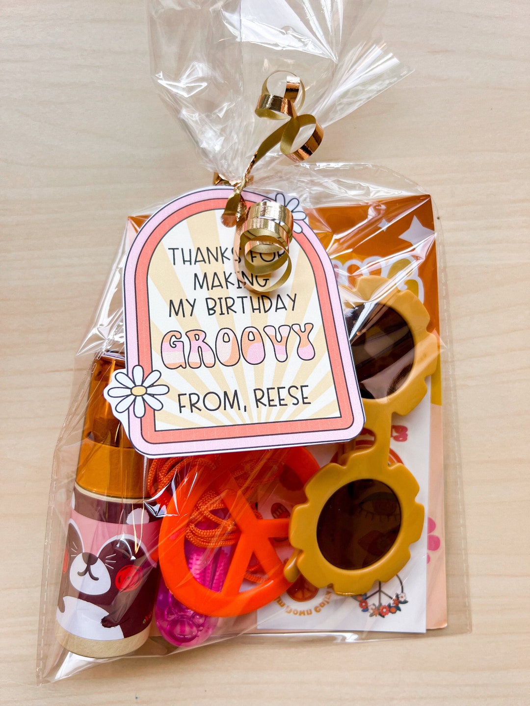 Groovy Retro Goody Bag With Sunglasses, Peace Sign Necklace, Coloring ...