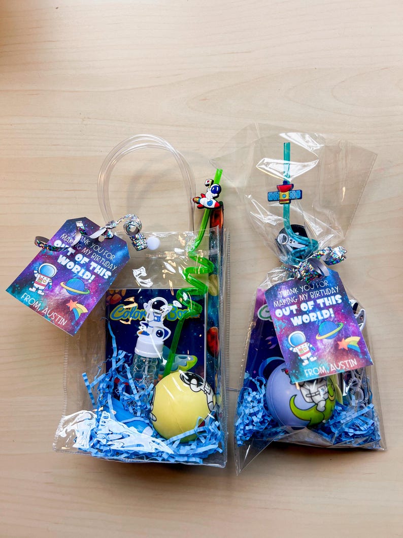 Out of This World Space Party Favor Goody Bag Squish Ball, Coloring ...